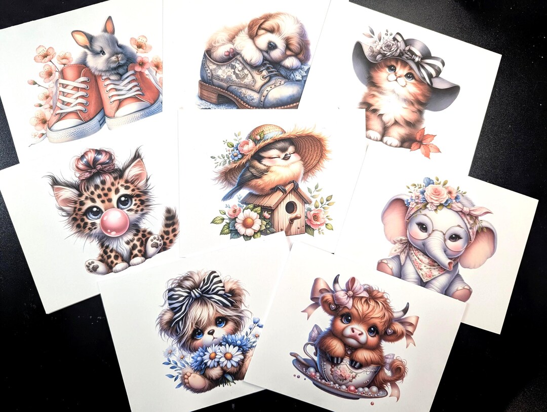 Animal Greeting Cards – Handmade Note Card Set of 8 - Etsy