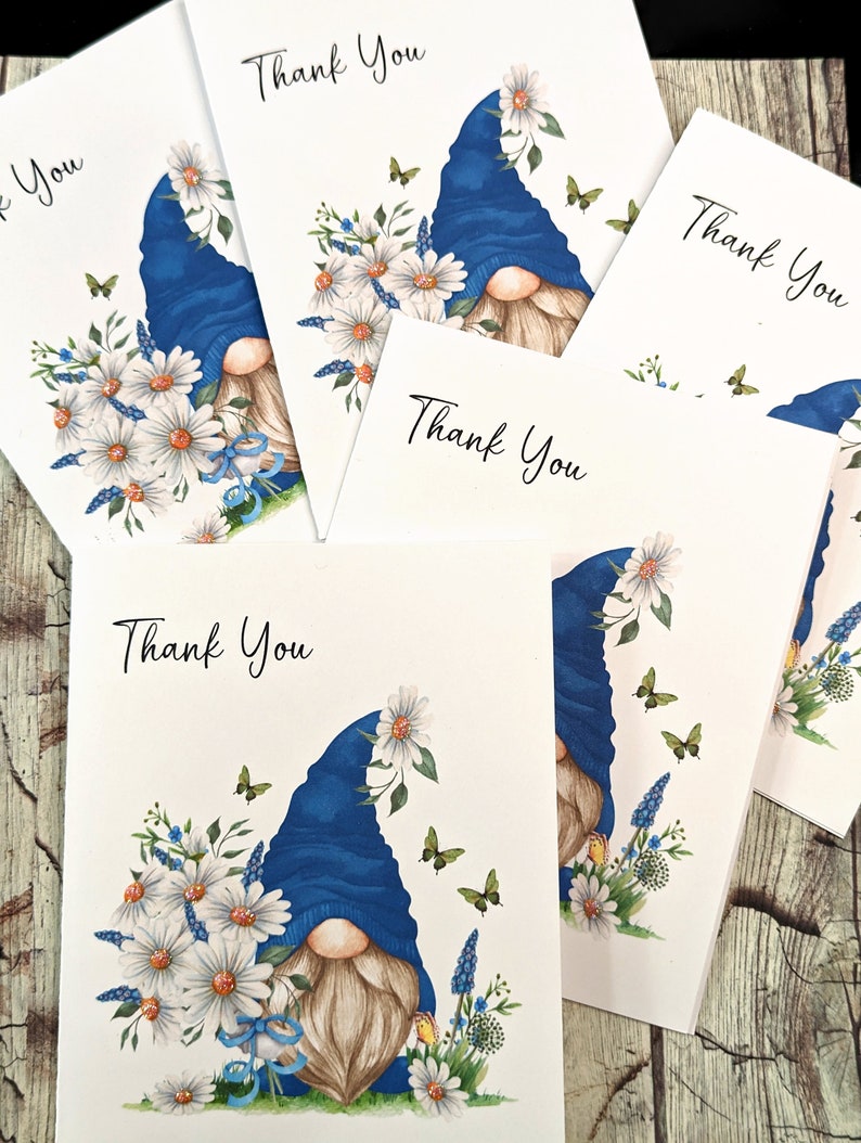Gnome Thank You Card, Handmade Thank You Card, Gnomes, Gnome Note Card ...
