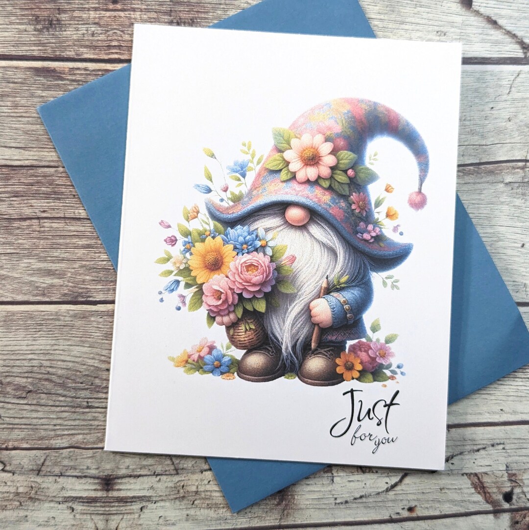 Gnome Greeting Card Just for You - Set of 8 - Any Occasion Cards ...