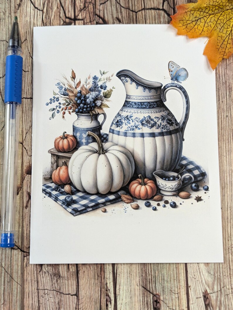 Cottagecore Fall Note Card Set: Farmhouse Hydrangeas, Set of 6 - Etsy