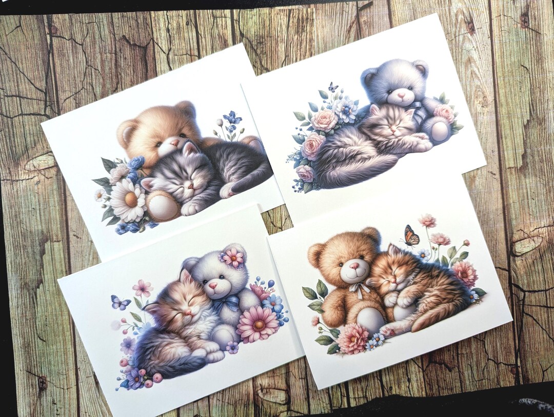 Cat Notecards - Assorted Note Cards - Cat Sleeping - Cute Cat Cards ...