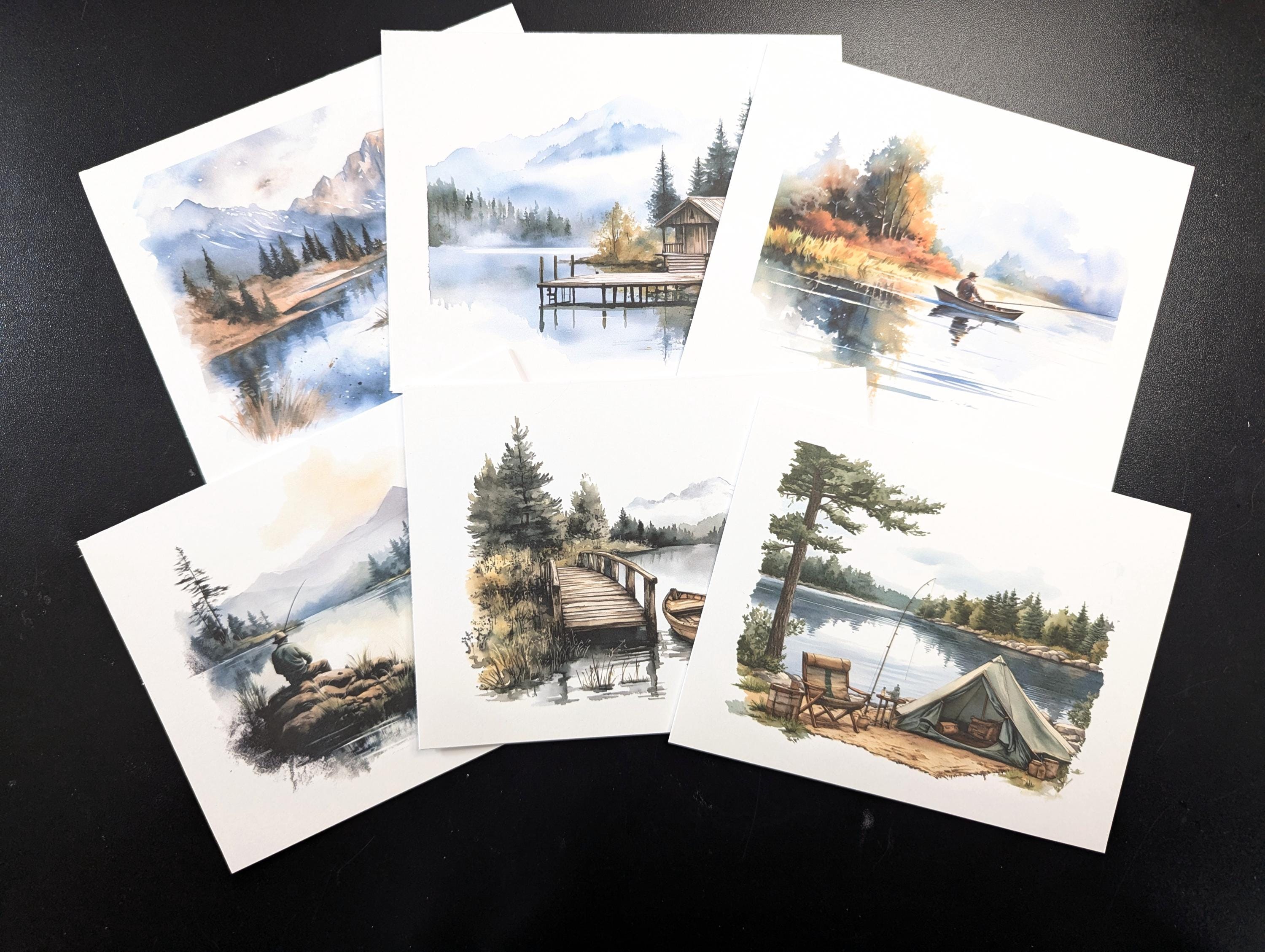 Note Cards for Men: Fishing and Camping, Assorted Nature Scenes (set of ...