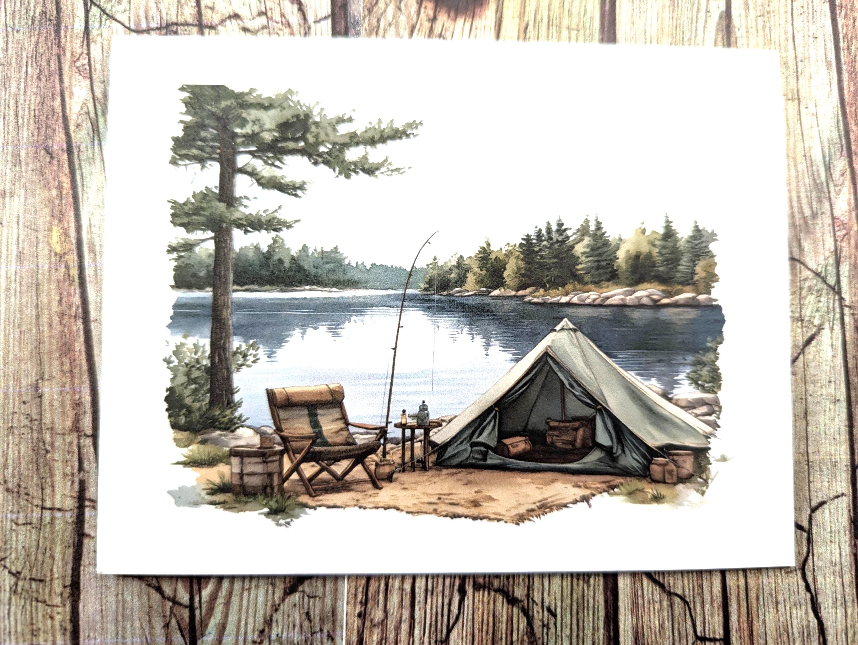 Note Cards for Men: Fishing and Camping, Assorted Nature Scenes (set of ...