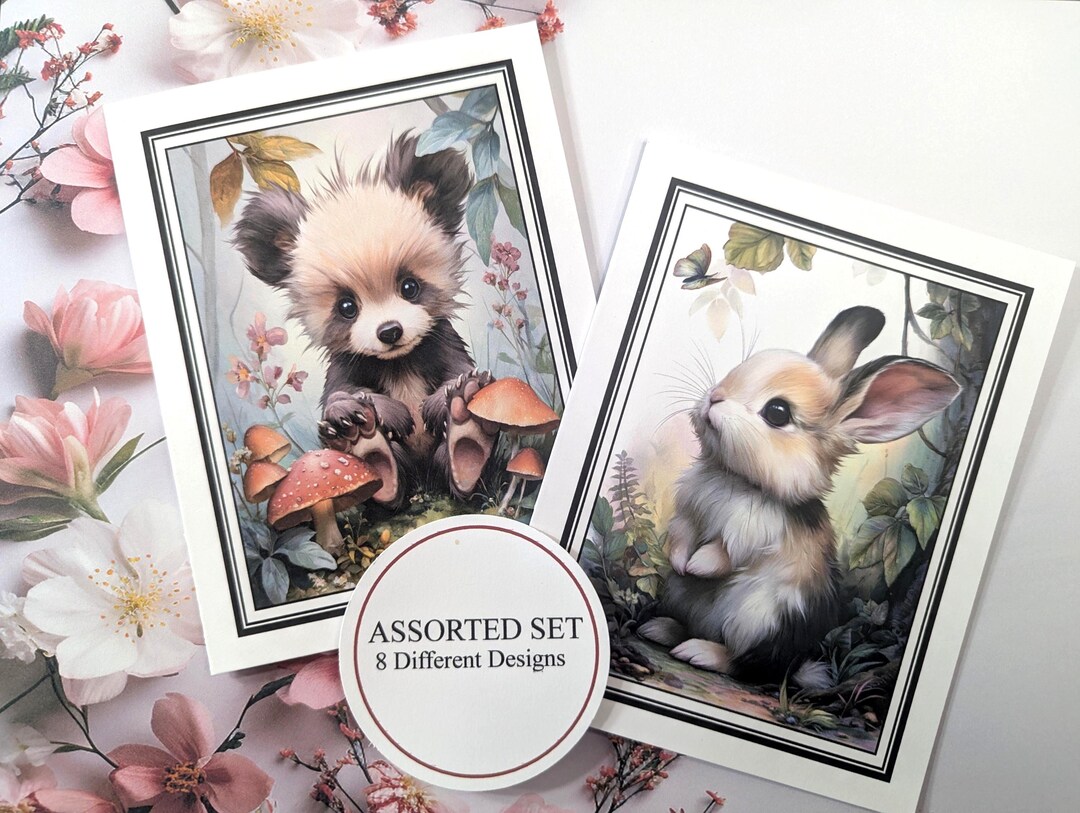 Woodland Greeting Cards: Baby Forest Animals, Assorted Note Cards, Set ...