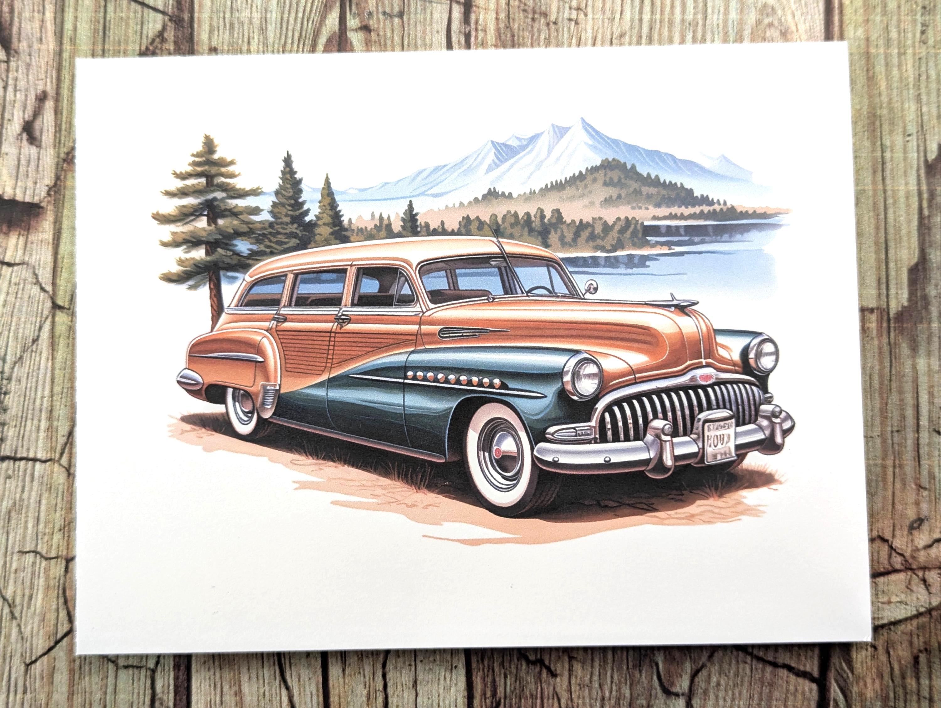 Classic Car Cards - Retro Greeting Cards - Classic Car Art - Retro Car ...