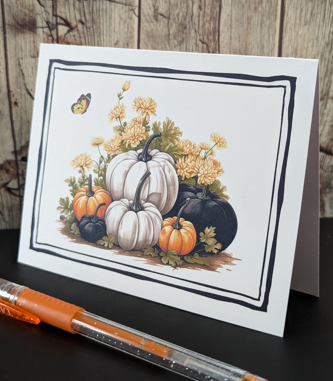 Pumpkin Greeting Card, Thanksgiving Card, Autumn Pumpkins, Fall ...