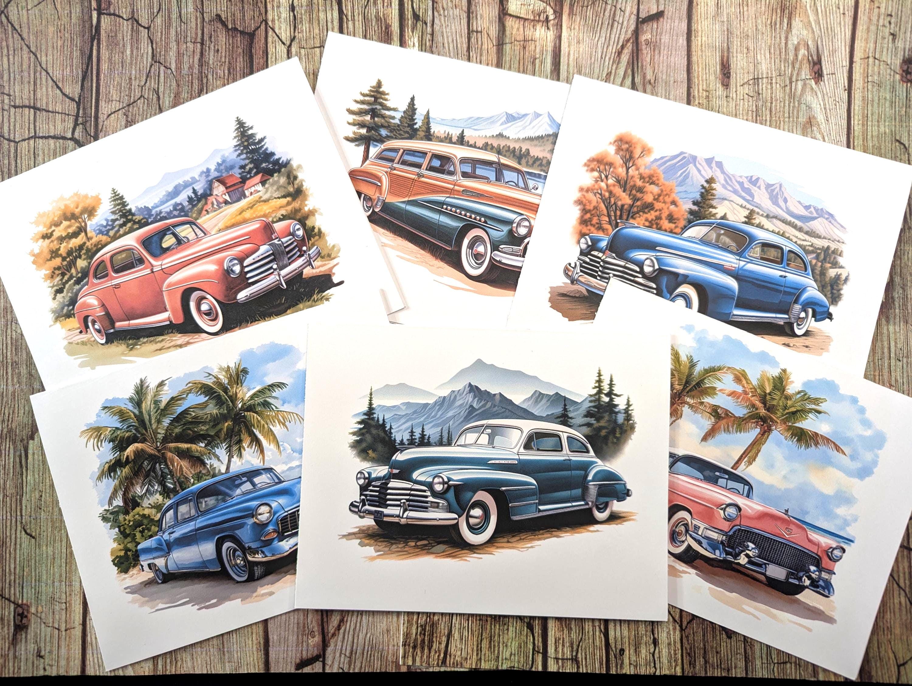 Classic Car Cards - Retro Greeting Cards - Classic Car Art - Retro Car ...