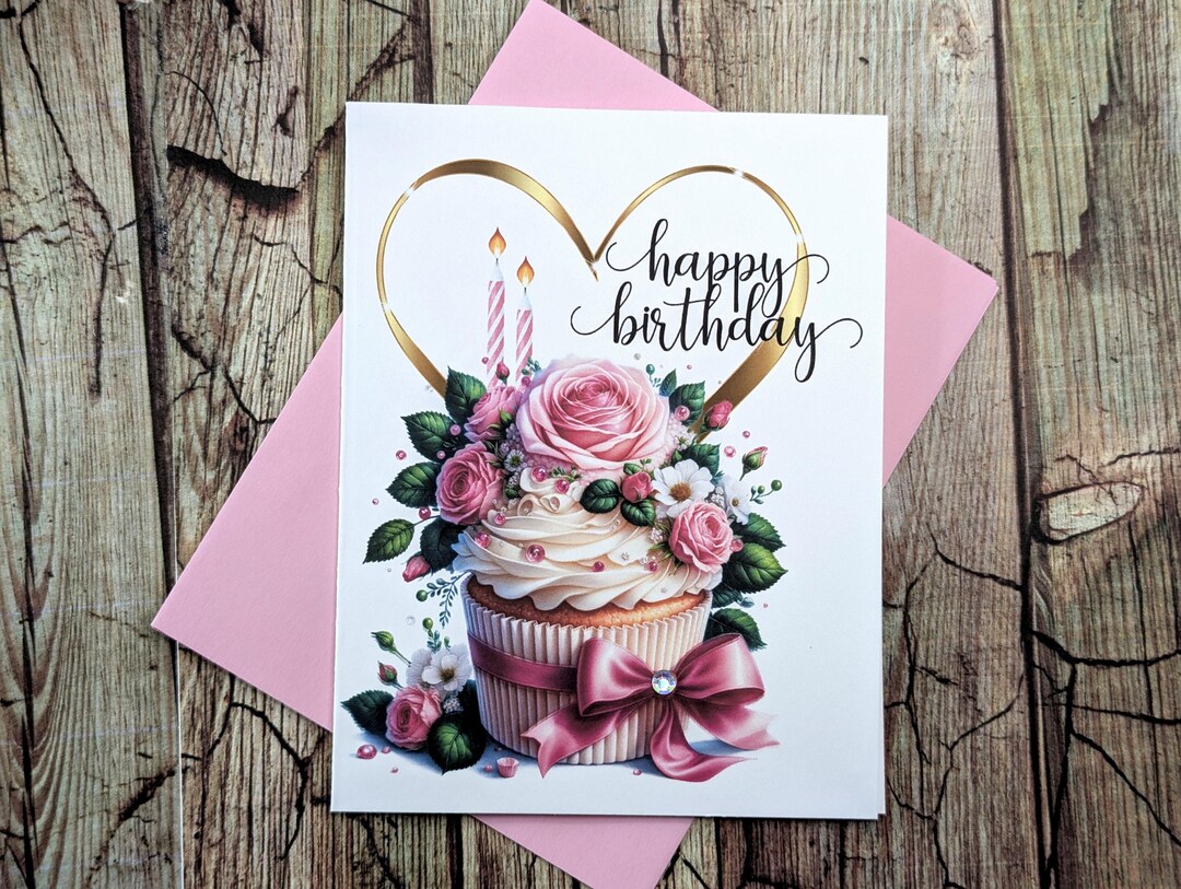 Flower Cupcake Birthday Card Set – Handmade Folded Cards - Etsy