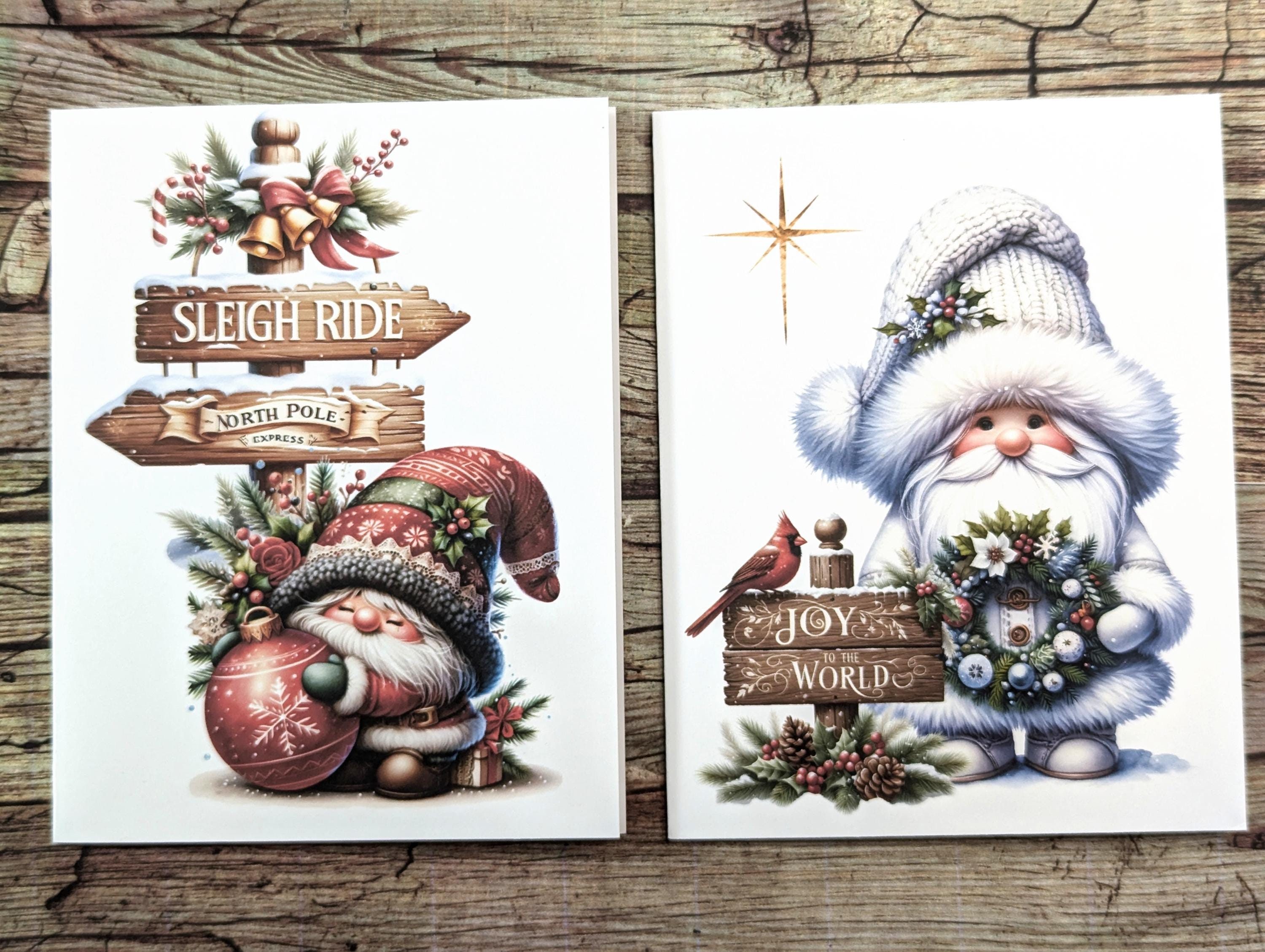 Gnome Christmas Cards Assorted Cards Assorted Set of 6 Gnome Greeting ...