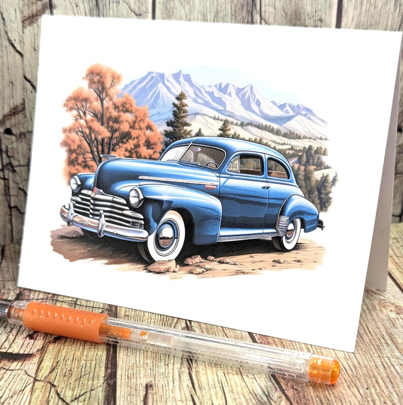 Classic Car Cards - Retro Greeting Cards - Classic Car Art - Retro Car ...