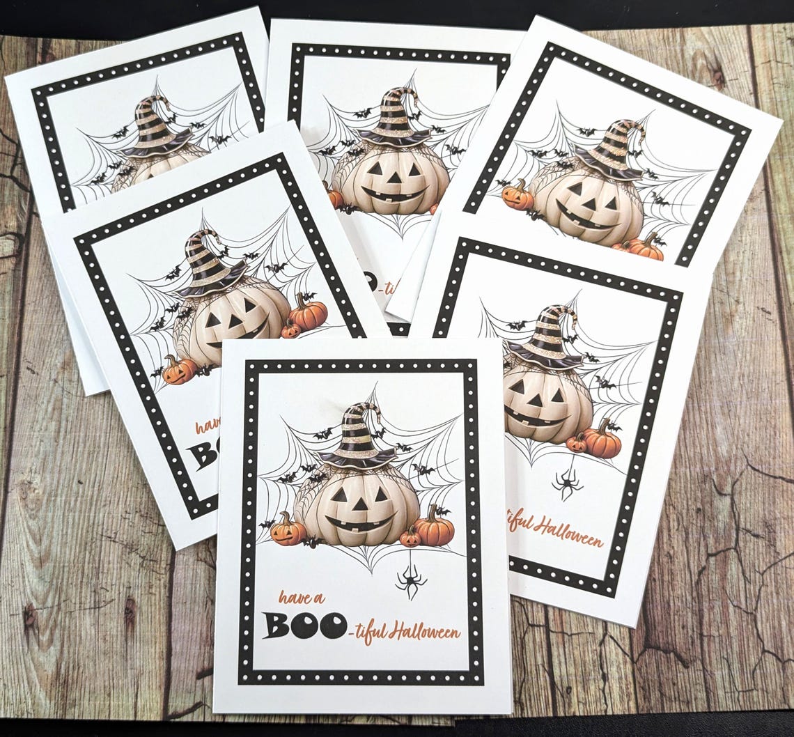 Halloween Notecards - Pumpkin Note Card - Happy Halloween Note Cards ...