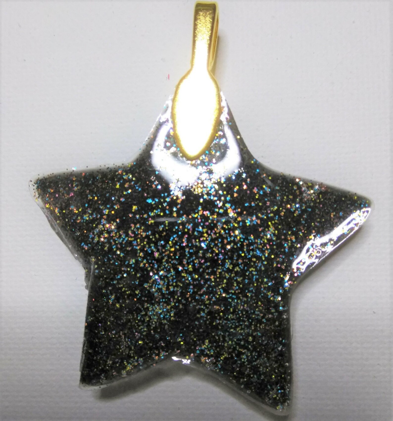 Resin Star Pendant Dark Rainbow Resin Necklace Gold Bail Gold Ball ...