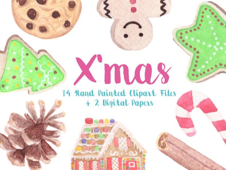 Sale Party Watercolor Clip Arts Digital File Christmas Baking Holiday ...