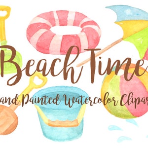 Beach Summer Party Watercolor Clipart Digital File Beachball Download ...
