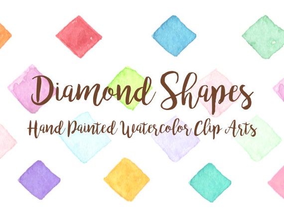 Diamond Shapes Pattern Watercolor Clip Arts Element Digital | Etsy