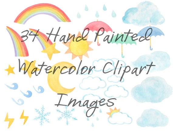 Weather Watercolor Clip Arts Scrapbooking Digital Files Baby | Etsy