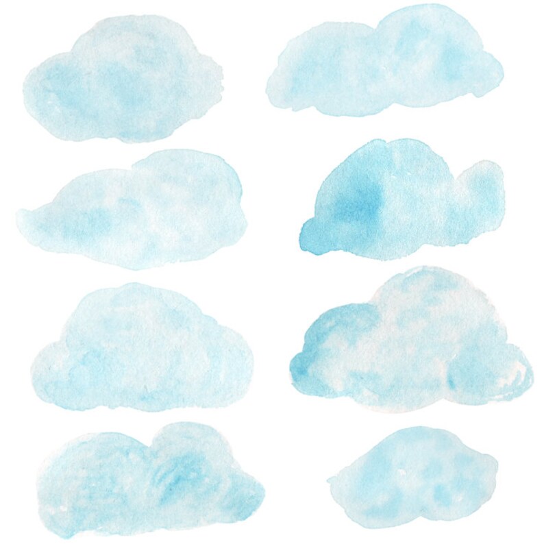 Cloudy Day Watercolor Clip Arts for Scrapbooking Digital Files ...