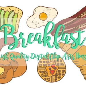 Breakfast Cliparts Sausage Eggs Pancake Waffle Avocado Toast Bacon ...