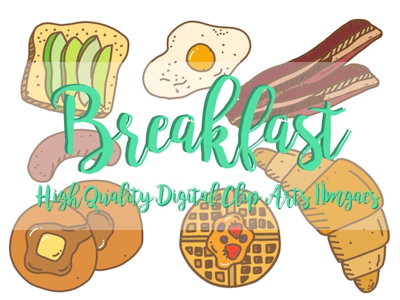 Breakfast Cliparts Sausage Eggs Pancake Waffle Avocado Toast - Etsy