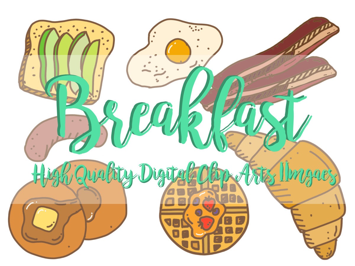 Breakfast Cliparts Sausage Eggs Pancake Waffle Avocado Toast Bacon ...