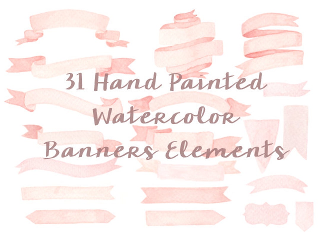 Pink Banner Watercolor Clip Arts Scrapbooking Border Ribbon Wedding ...