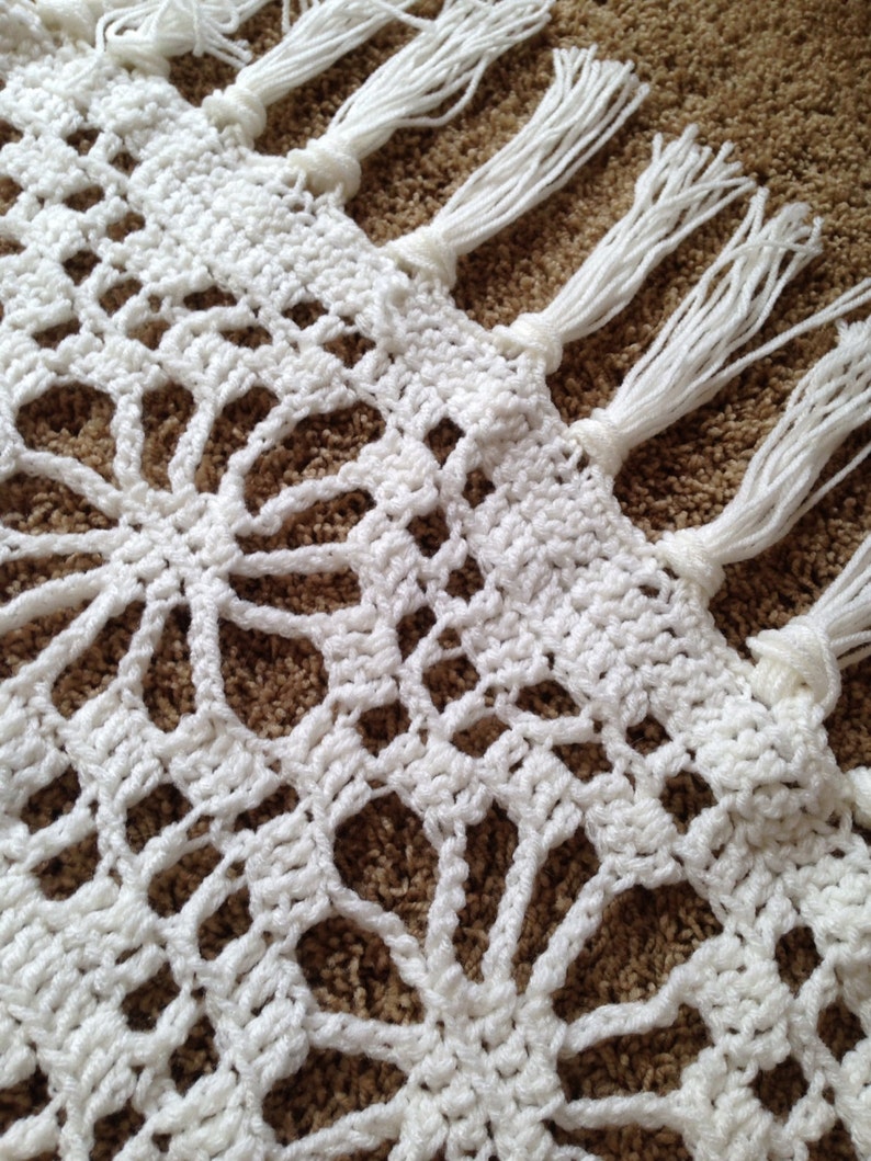Lacy White Crocheted Afghan White Afghan Crochet Blanket - Etsy