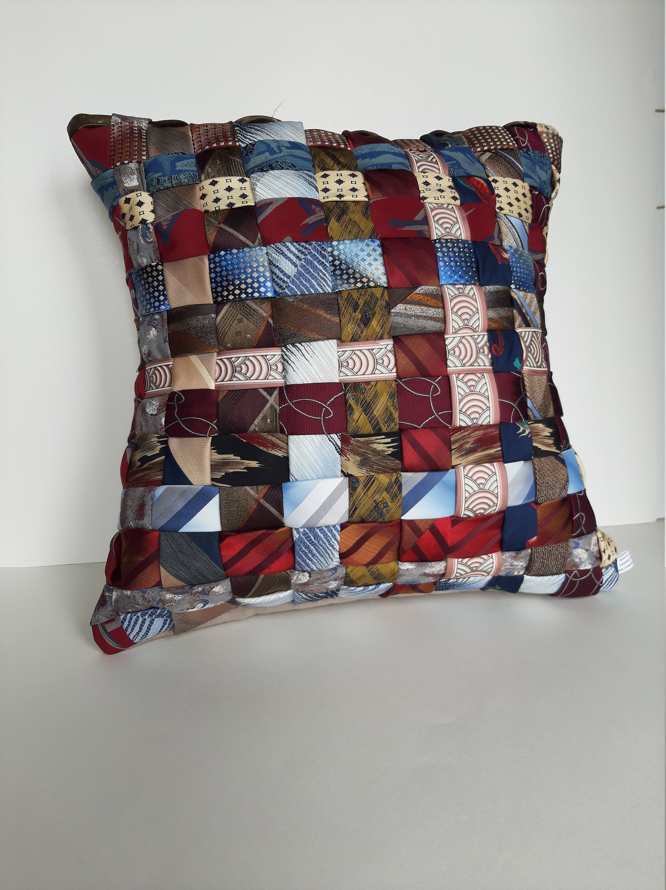 Custom Decorative Woven Necktie Pillow, 14" or 16" or Your Choice - Etsy