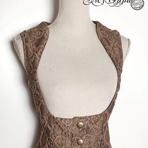 Steampunk Vest With Long Spikes Under the Chest, Taupe/beige, Barman ...