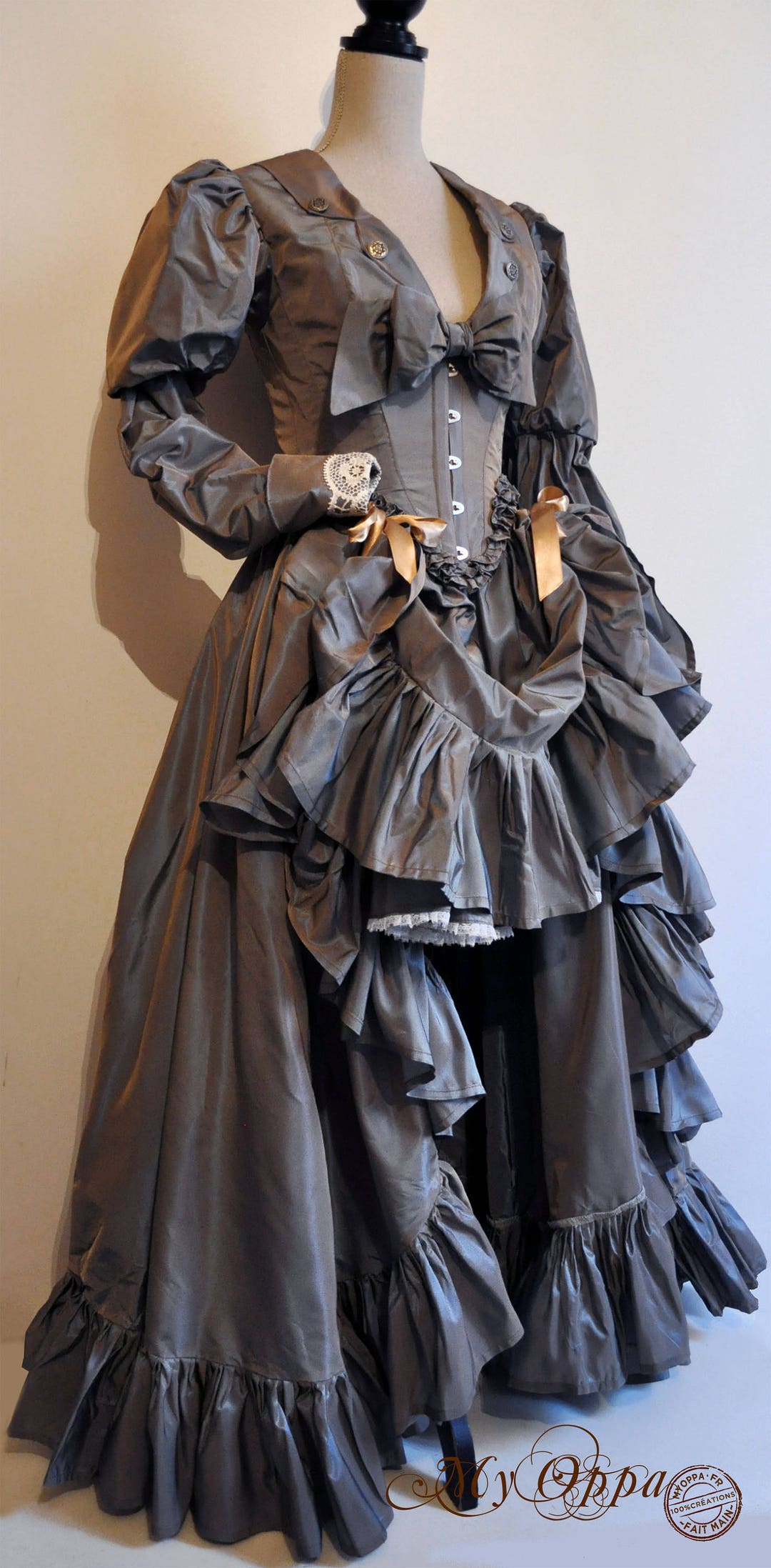 Cinderella Steampunk Outfit T.40 Blue Gray, Women's Clothing, Corset ...