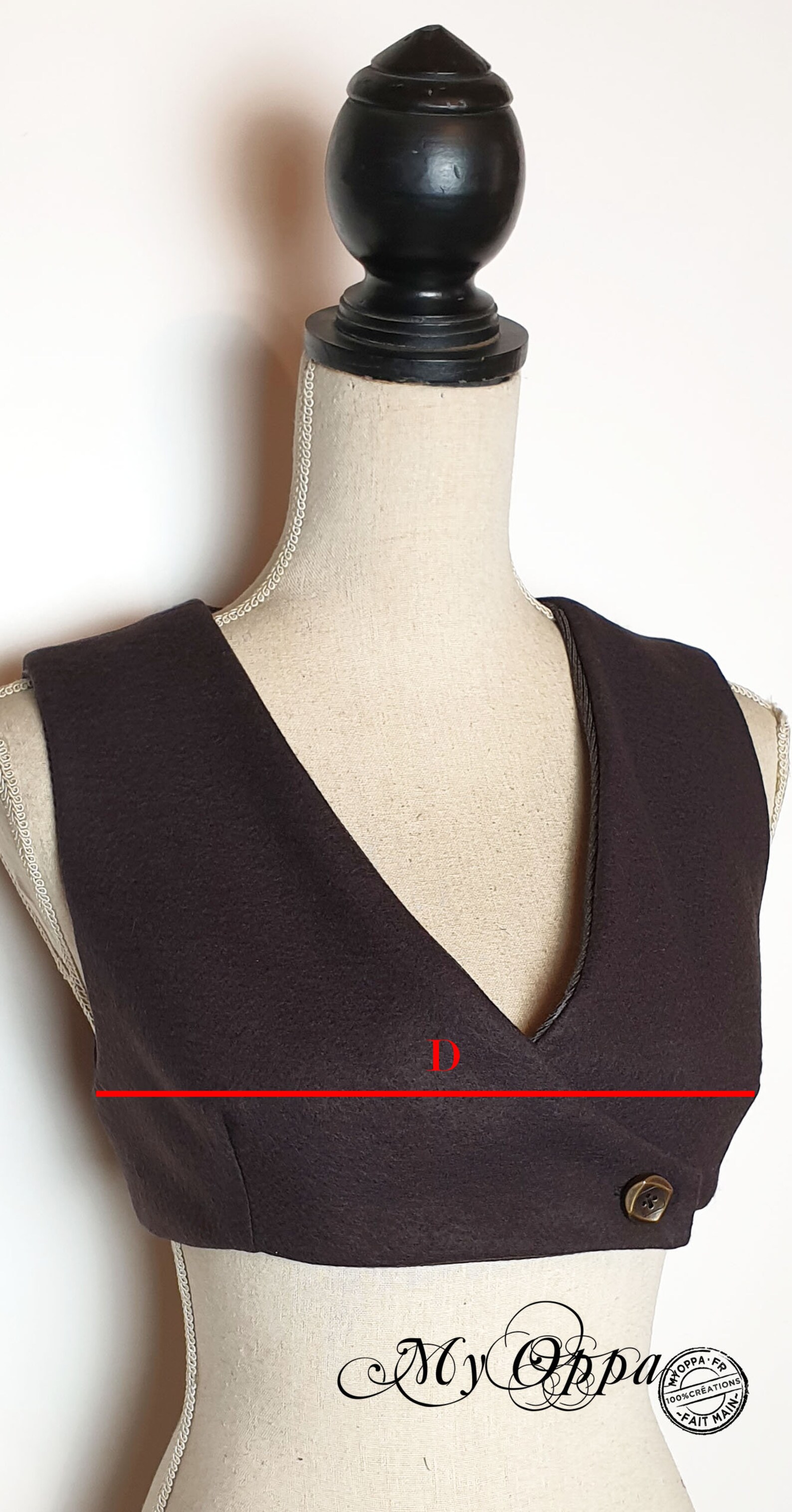 Short Steampunk Brown Wool Vest, Crossed Button Top, Medieval Pirate ...