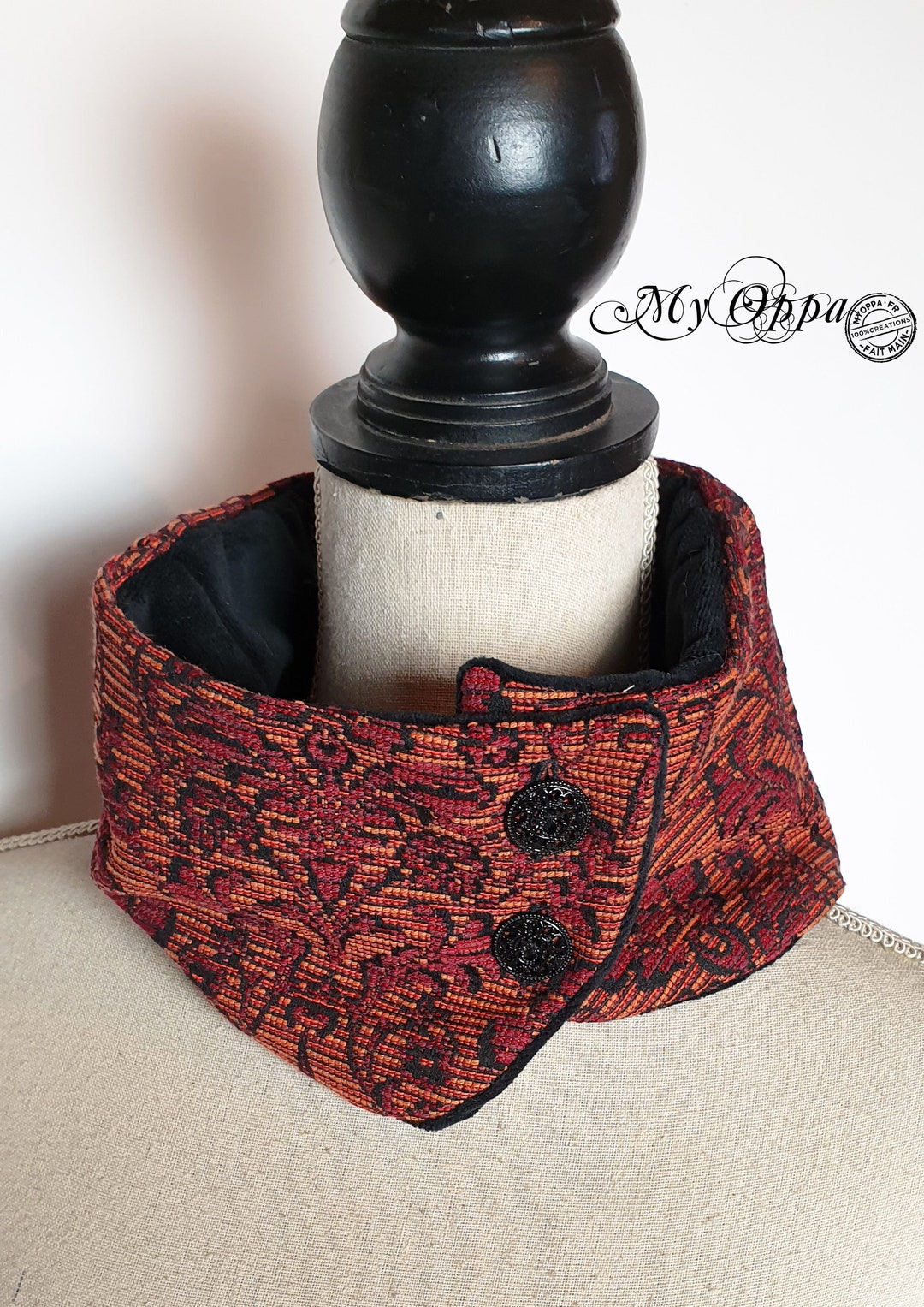 Red and Black Baroque Choker Snood, Warm Collar, Elegant Steampunk ...