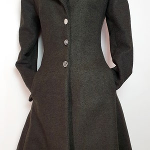 Long Dark Green Steampunk Wool Coat, Women's Clothing Jacket, Victorian ...