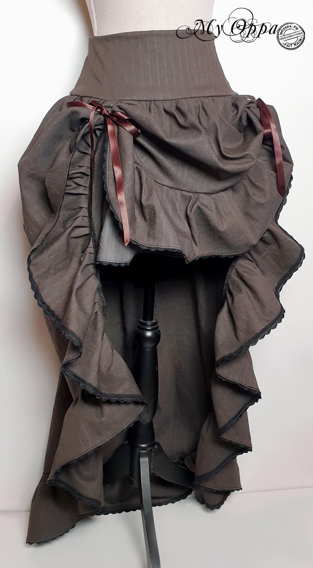 Double-sided Brown-grey Steampunk Lift-up Skirt, Steampunk Bohemian ...