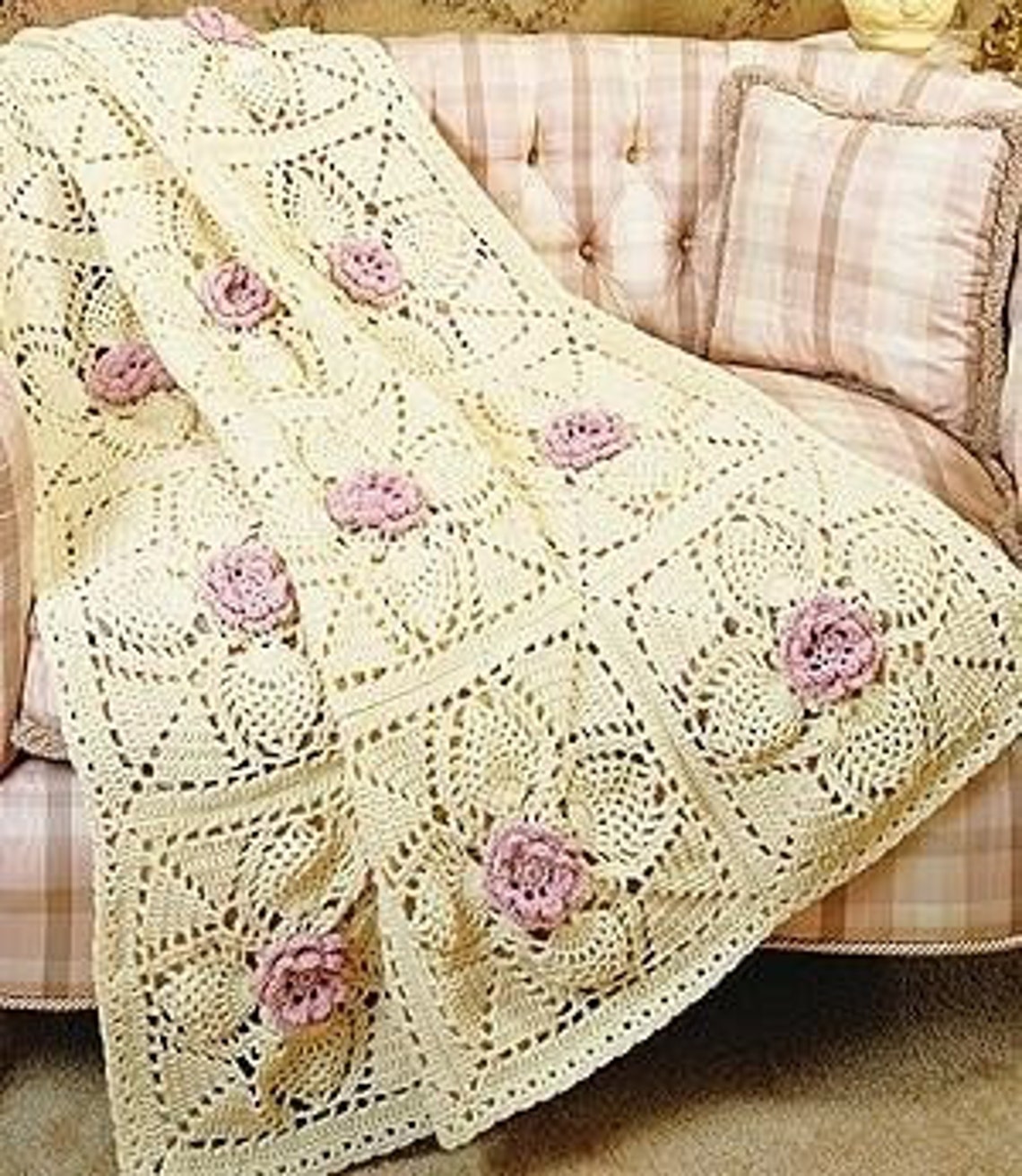 New Lower Price Roses and Pineapples Afghan - Etsy