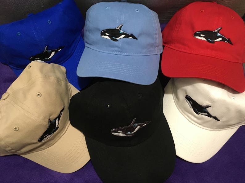 Orca Whale Embroidered on Red Baseball Cap - Etsy