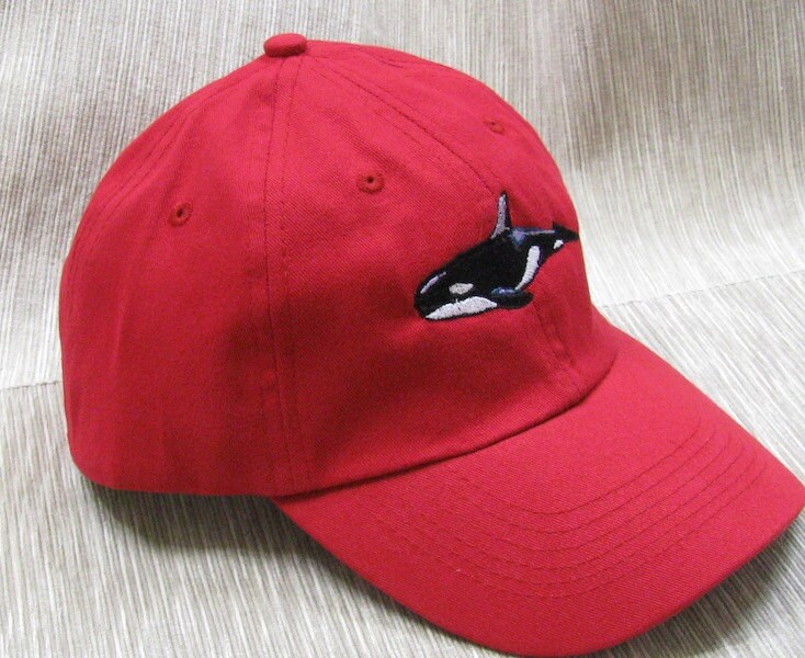 Orca Whale Embroidered on Red Baseball Cap - Etsy