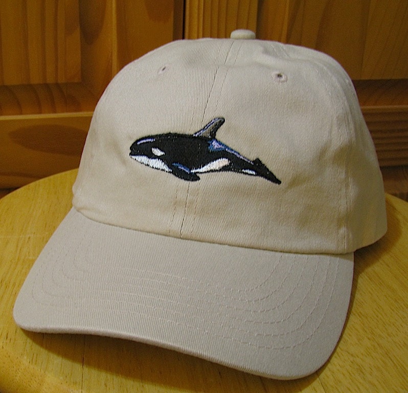 Orca Whale Embroidered on Tan Baseball Cap With Adjustable - Etsy