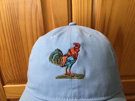 Blue Rooster Cap. Colorful Rooster on Light Blue Baseball Cap | Etsy