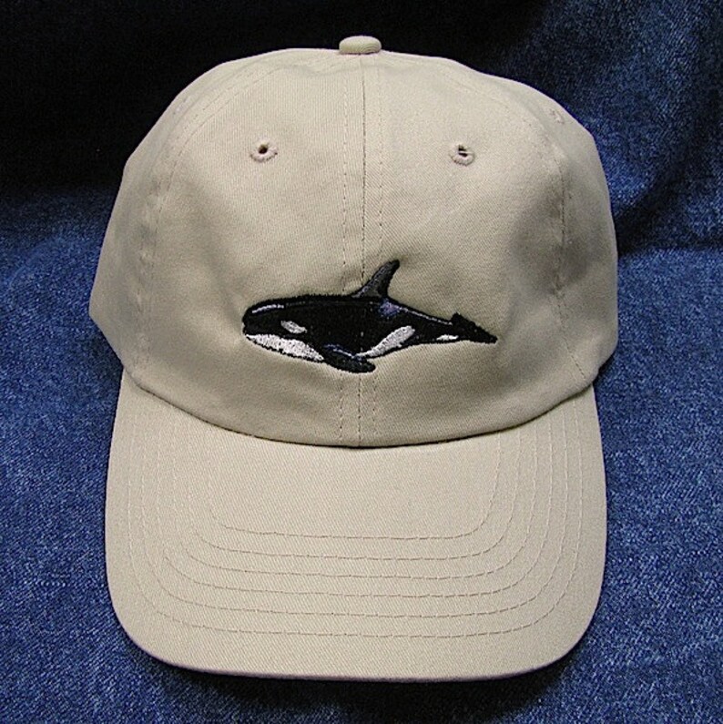 Orca Whale Embroidered on Tan Baseball Cap With Adjustable - Etsy