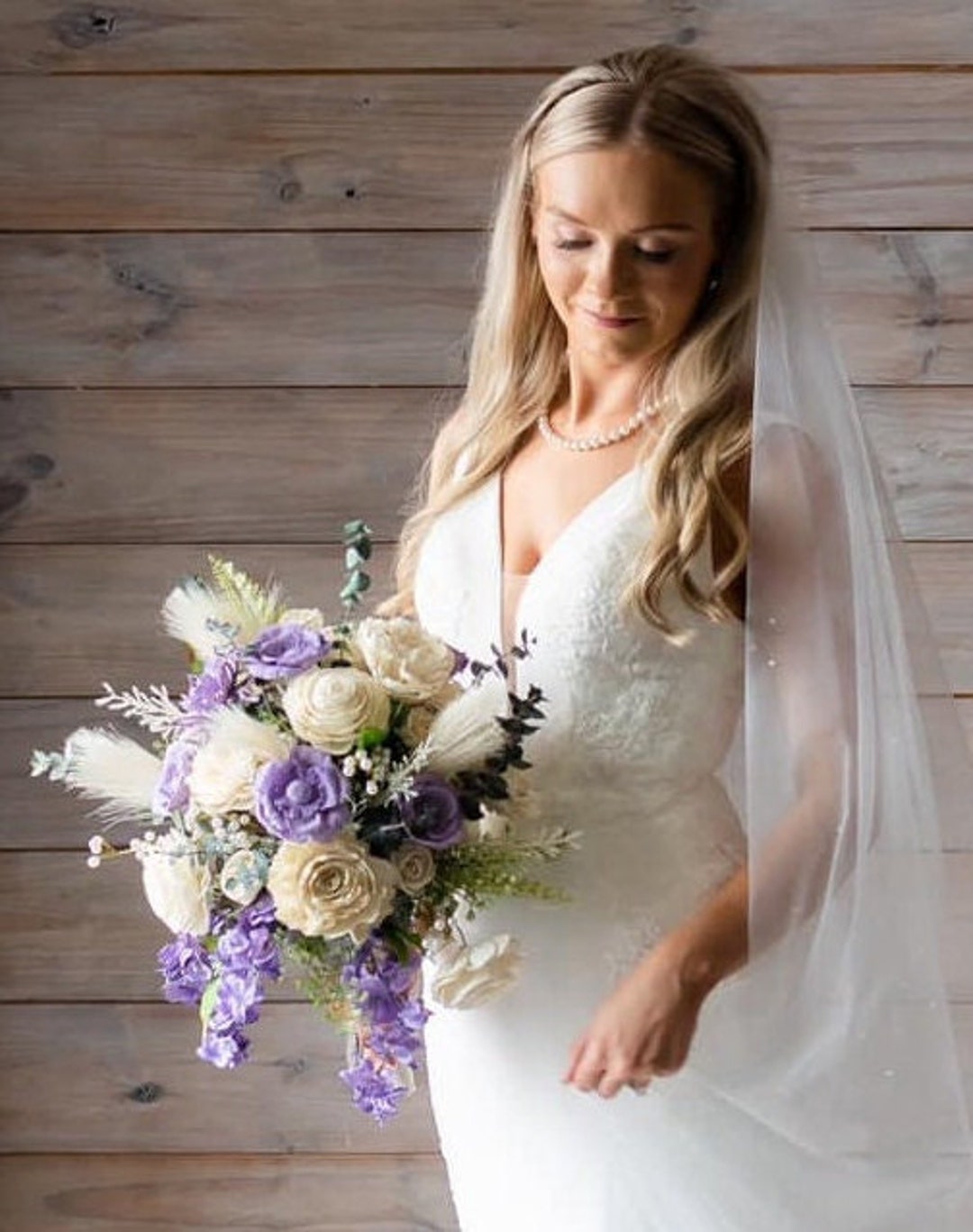 Wisteria Wedding Flowers Sola Wood Flowers, Greenery, Pearls, Bridal ...