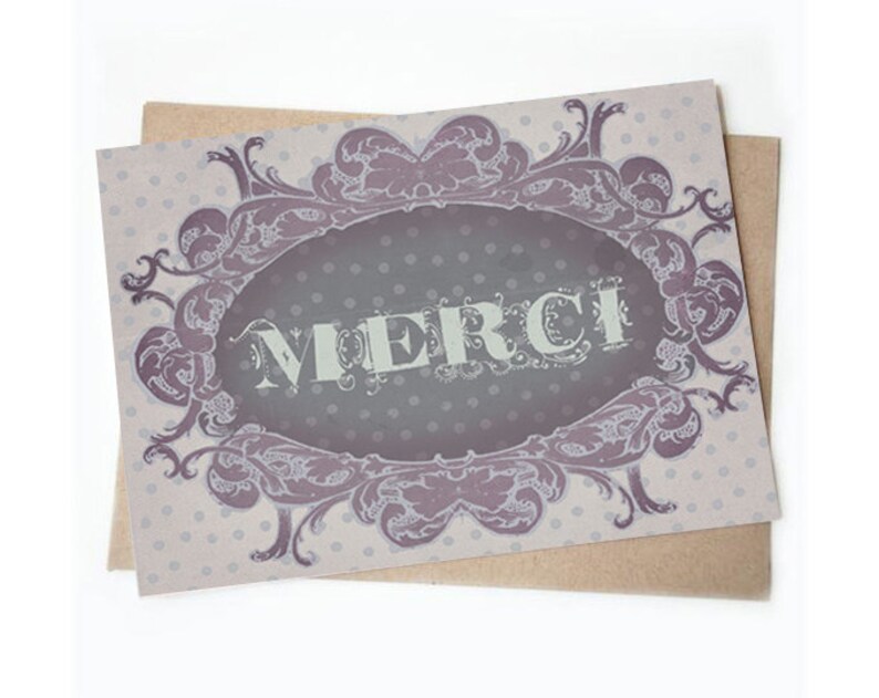 Merci French Themed 5 X 7 Thank You Card - Etsy