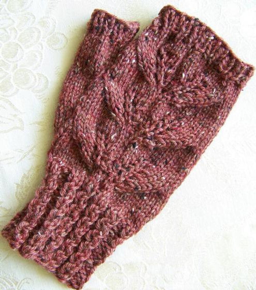Knitting Pattern - Layered Leaves Fingerless Mitts or Mittens - Etsy
