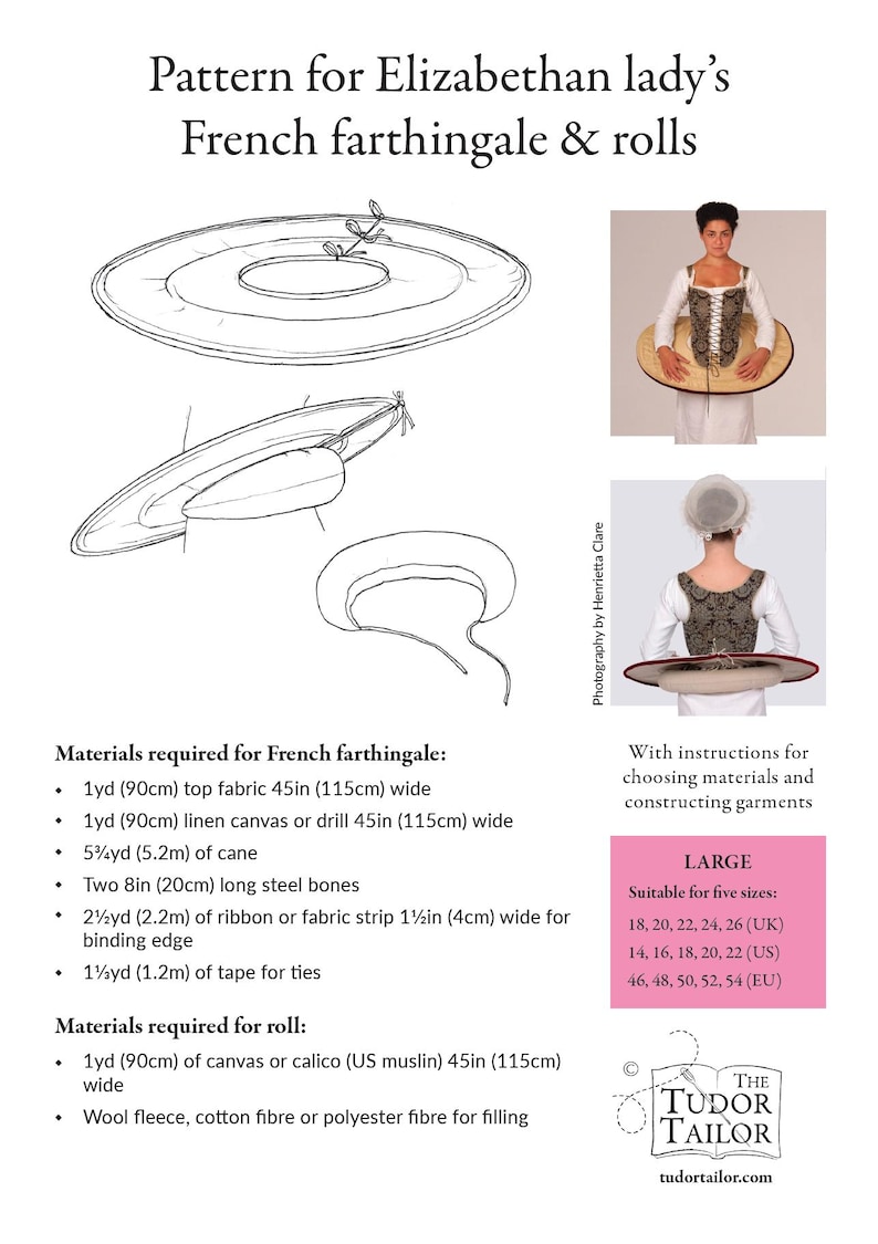 Pattern for Elizabethan French Farthingale & Rolls, Nowadays Called a ...