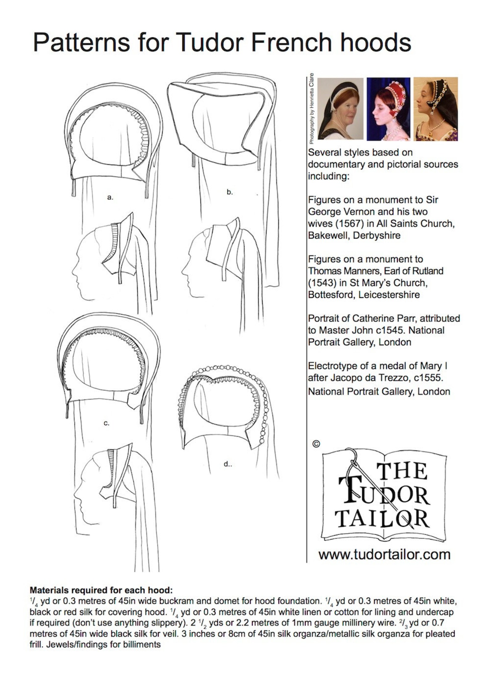 Pattern for Women's Tudor French Hoods | Etsy UK