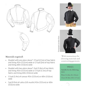 Pattern for Late Elizabethan Man's Doublet With Variations, Tudor ...