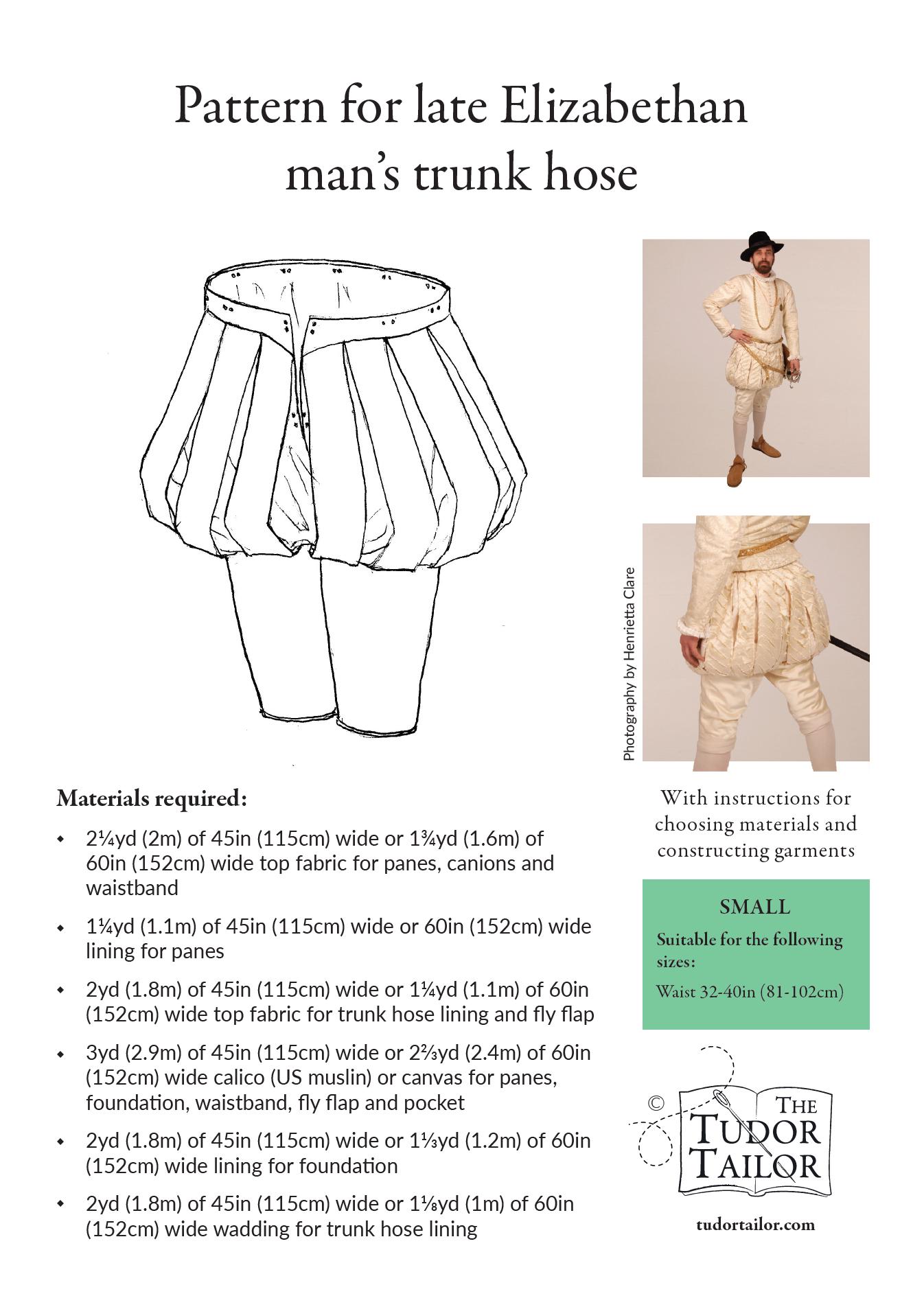 Pattern for Late Elizabethan Man's Trunk Hose, Tudor Tailor Exclusive ...