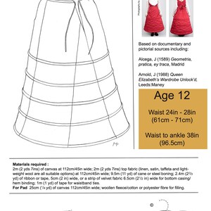 Pattern for a Spanish Farthingale for a Child Age 8 to 12 - Etsy