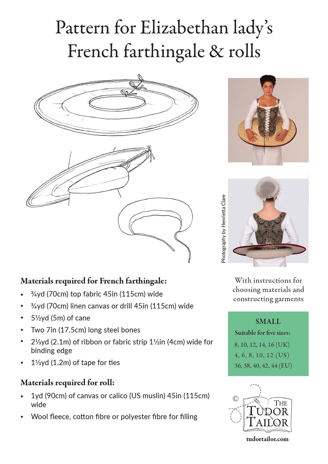 Pattern for Elizabethan French Farthingale & Rolls, Nowadays Called a ...