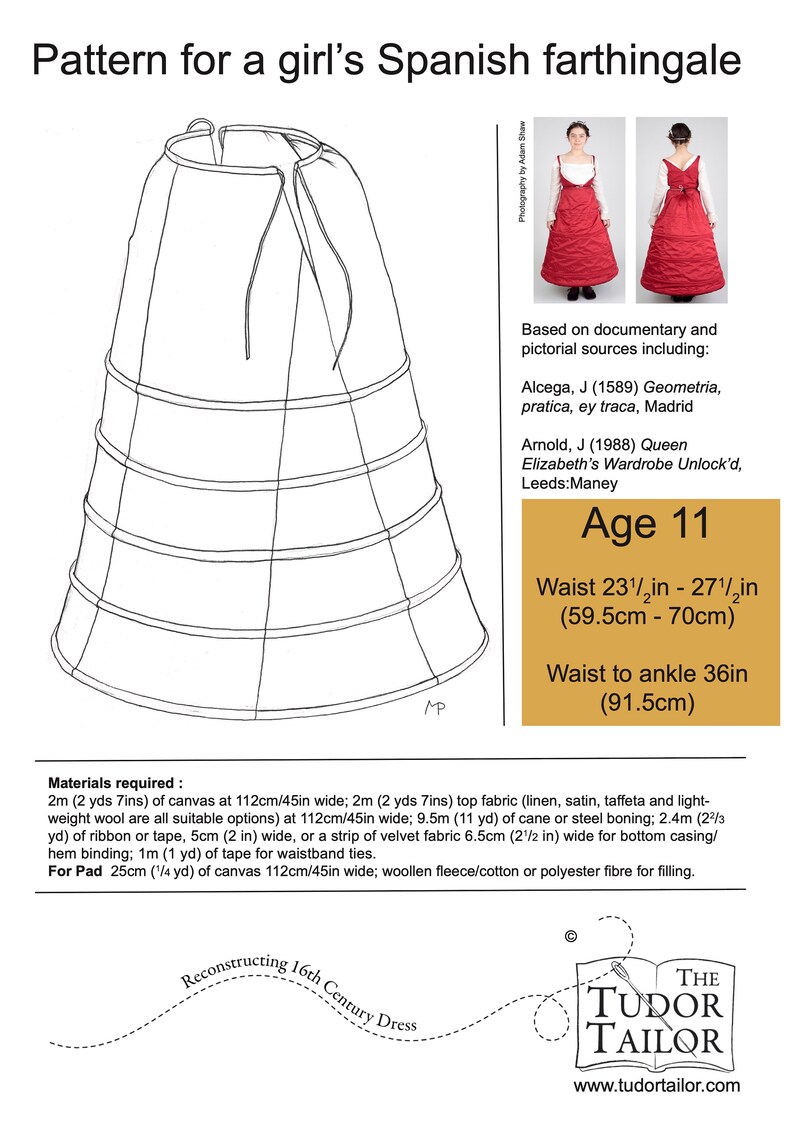 Pattern for a Spanish Farthingale for a Child Age 8 to 12 - Etsy