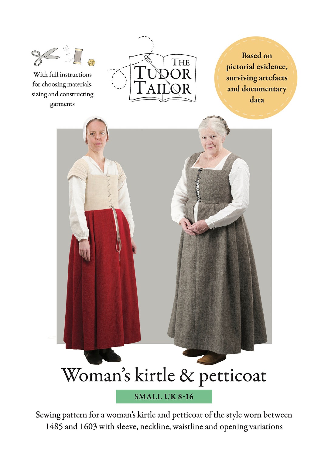 Pattern for Tudor Woman's Kirtle & Petticoat With Variations, Tudor ...